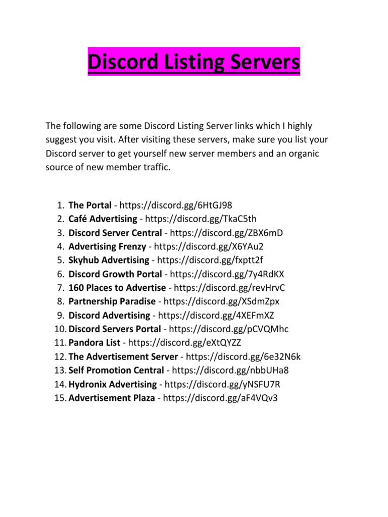 Discord Listing Servers | PDF | Business | Computers