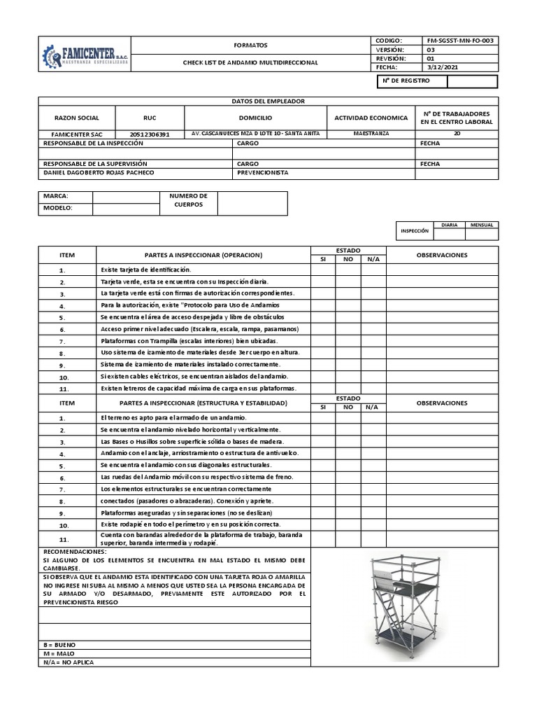 Check List de Andamio Multidireccional | PDF | Andamio