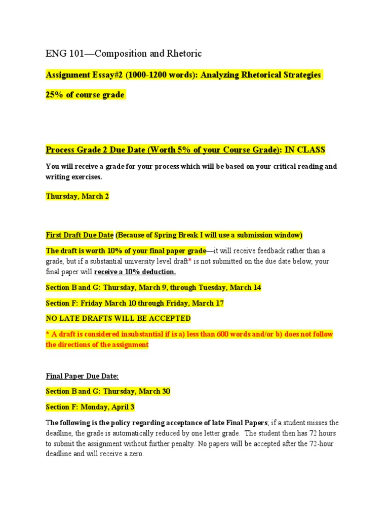 ENG 101-Composition and Rhetoric | PDF | Essays | Experience