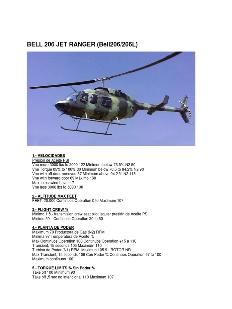 Bell 206 Jet Ranger Specifications | PDF