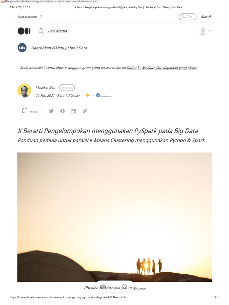 K Means Clustering Using PySpark On Big Data - by Angel Das - Towards Data Science - En.id | PDF