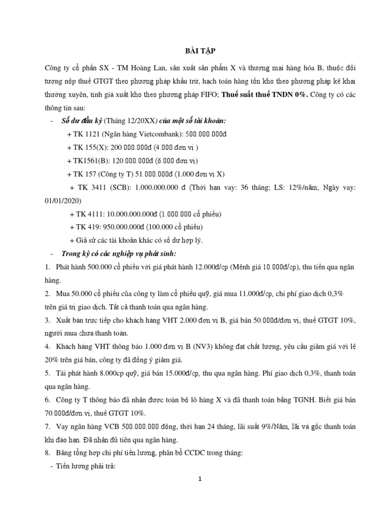 Bai Tap KTTC 2 | PDF