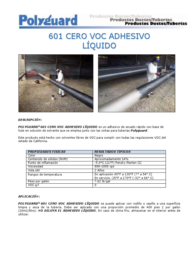 2 Ficha Tecnica Adhesivo Polyguard 601 | PDF | Líquidos | Solvente