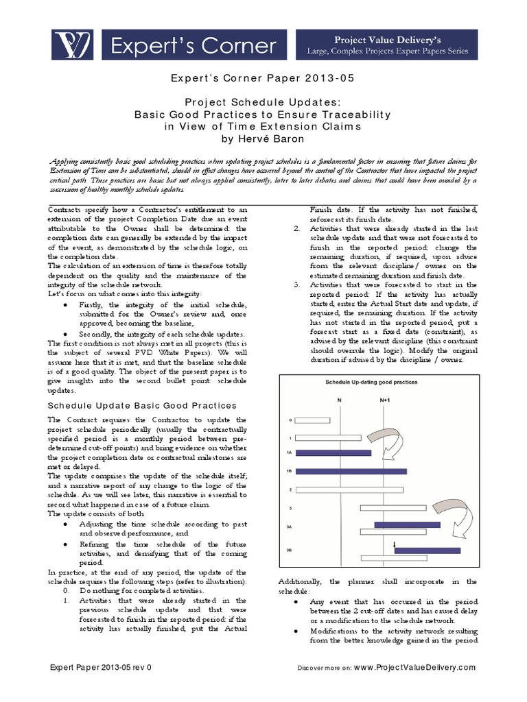 Expert's Corner Paper 2013-05 Project Schedule Updates: Basic Good ...