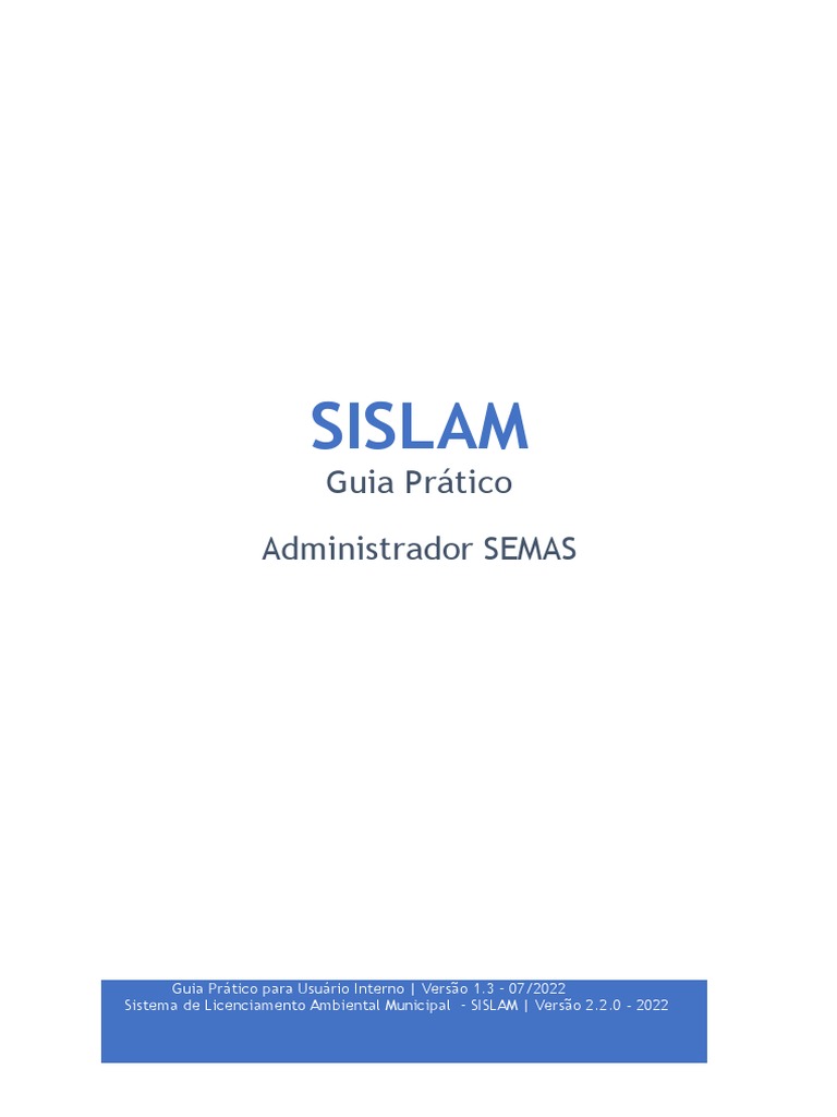 Sislam: Guia Prático Administrador SEMAS | PDF | Tecnologia da ...