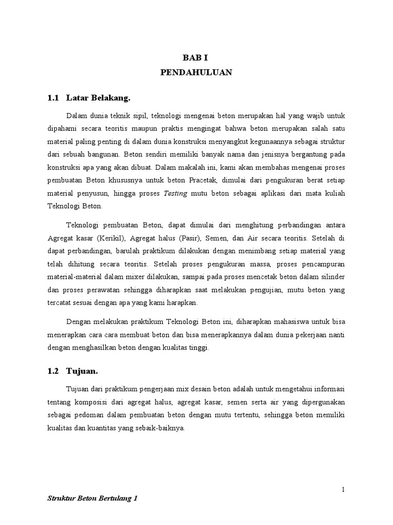 Laporan Praktikum Dan Perhitungan Mix Desain | PDF