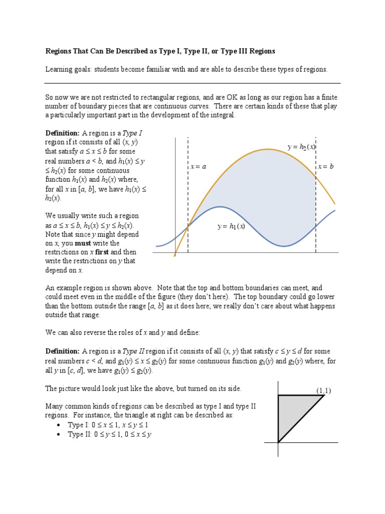 Regions That Can Be Described As Type I, Type II, or Type III Regions ...