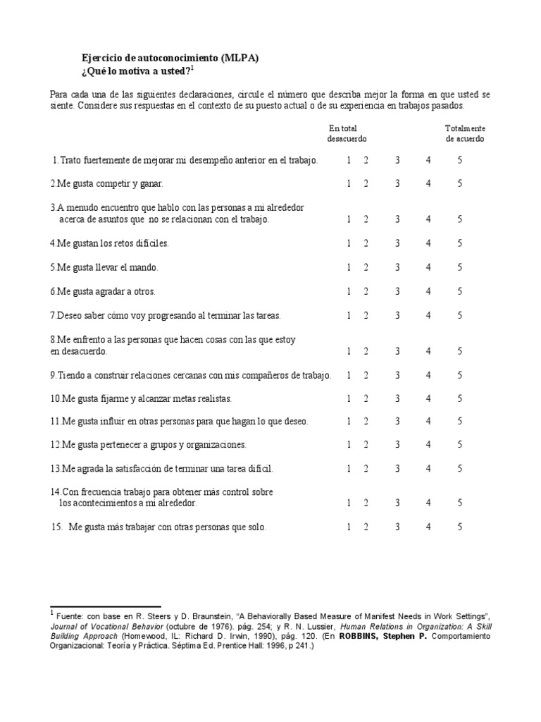 Ejercicio de Autoconocimiento (MLPA) | PDF