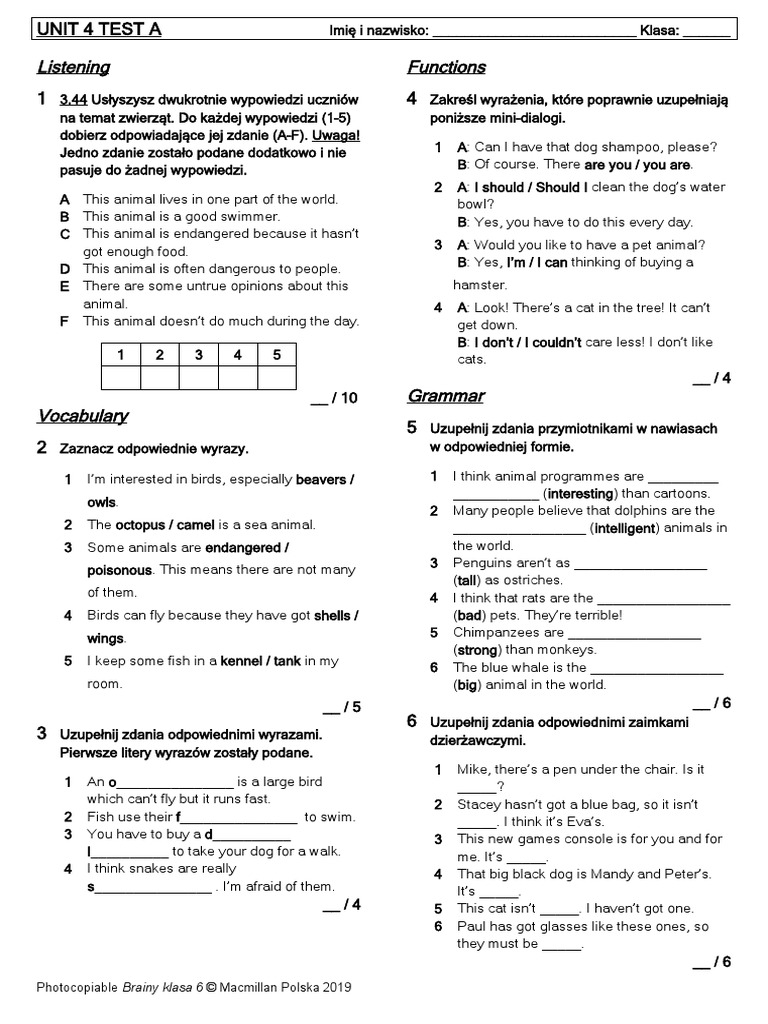 Photocopiable Brainy Klasa 6 © Macmillan Polska 2019 | PDF | Organisms