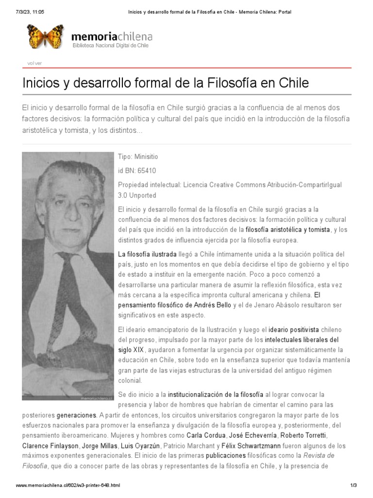 Inicios y Desarrollo Formal de La Filosofía en Chile - Memoria Chilena ...