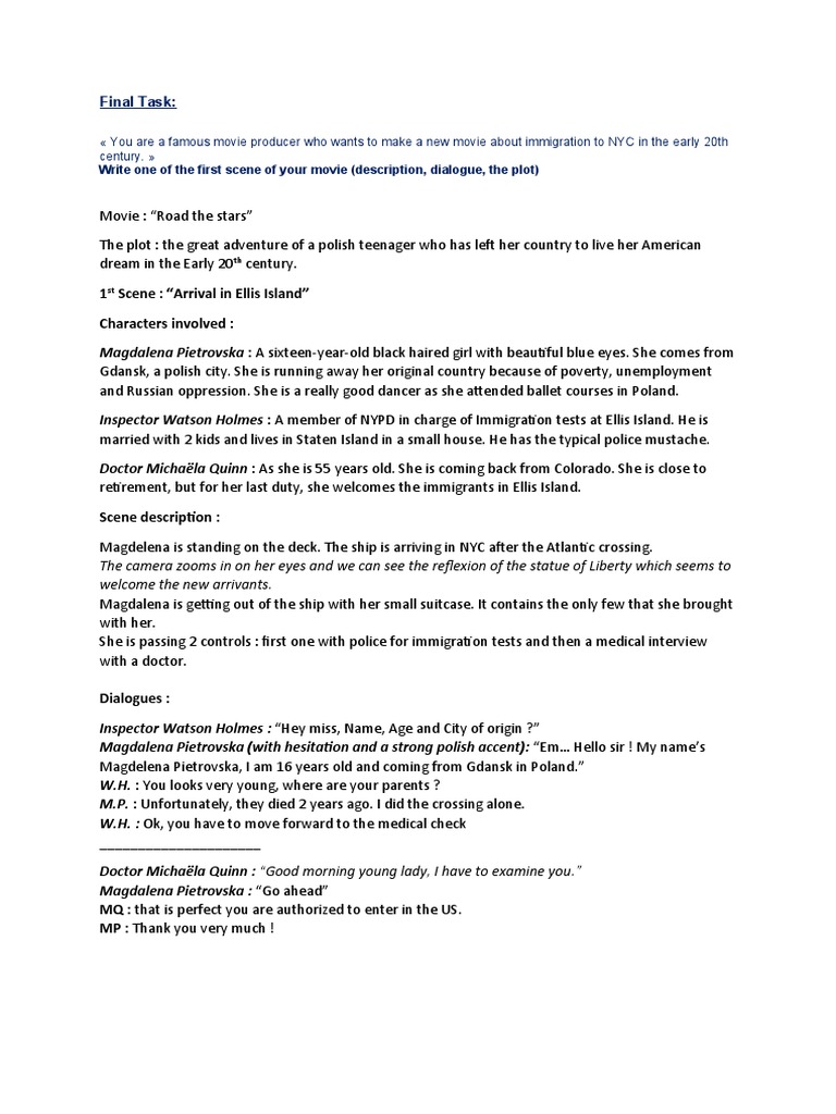 Final Task - Chapter 2 - Movie 1st Scene | PDF