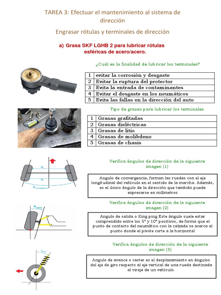 TAREA 3: Efectuar El Mantenimiento Al Sistema de Dirección Engrasar ...
