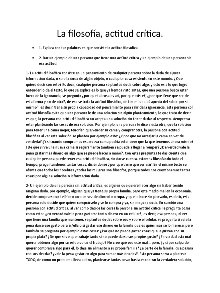 Actitud Crítica en Filosofía | PDF | Verdad | Ignorancia