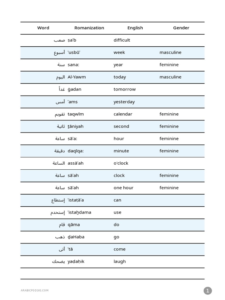 Arabic Words | PDF | Grammatical Gender | Femininity