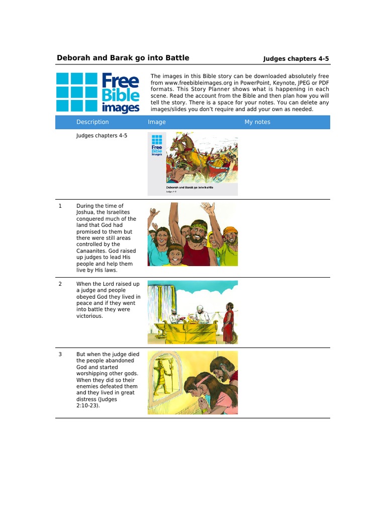 Deborah and Barak Go Into Battle: Description Image My Notes | PDF ...