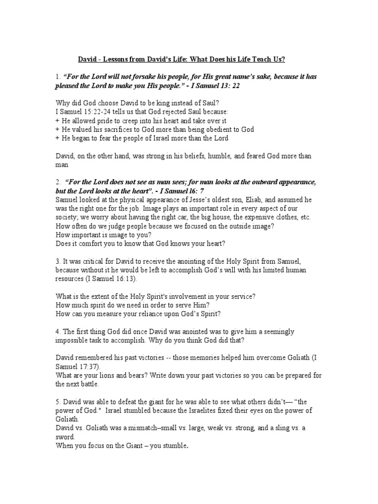 David-What His Life Teach Us | PDF | Books Of Samuel | David