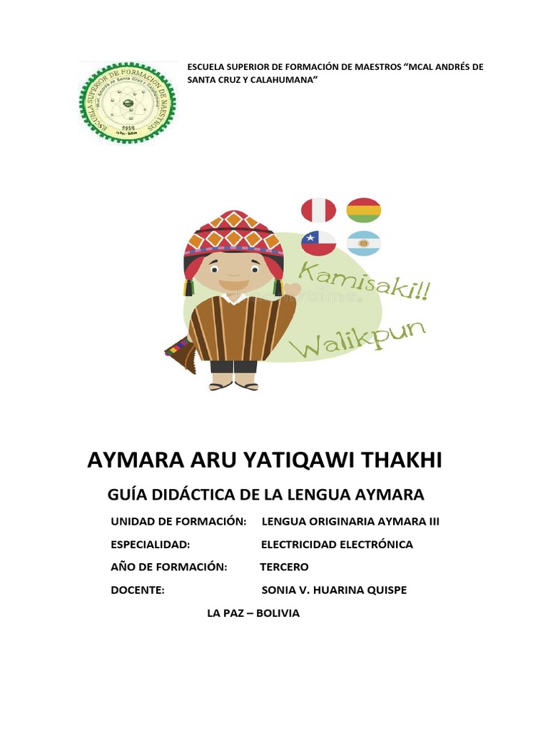 Aymara Aru Yatiqawi Thakhi: Guía Didáctica de La Lengua Aymara | PDF | Lingüística