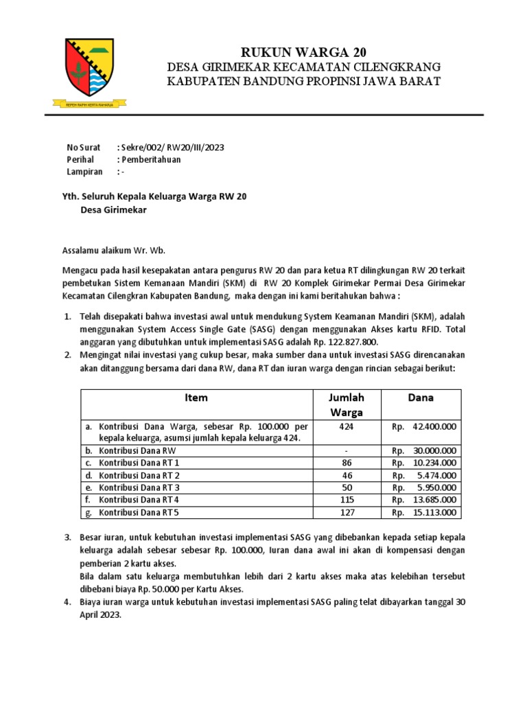 Rukun Warga 20: Desa Girimekar Kecamatan Cilengkrang Kabupaten Bandung ...