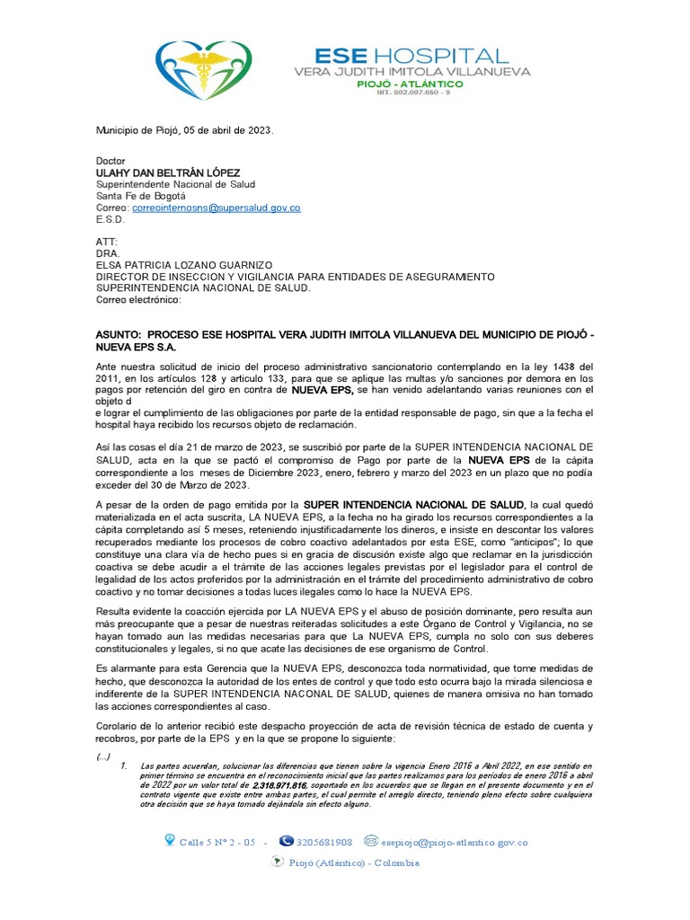 Oficio Super Salud | PDF