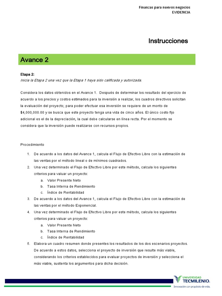 Avance2&Criterios FZ13306 | PDF | Tasa interna de retorno | Valor presente neto