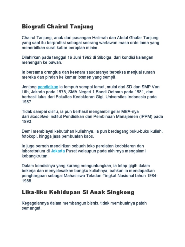 Biografi Chairul Tanjung | PDF