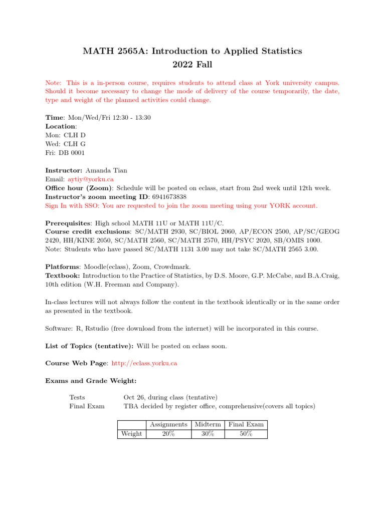Math 2565 - Syllabus | PDF | Academic Dishonesty | Final Examination