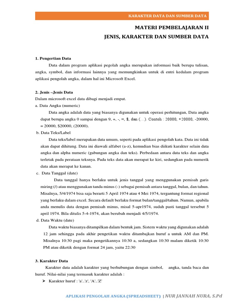 MODUL 3 Karakter Data Dan Sumber Data | PDF | Karier & Perkembangan