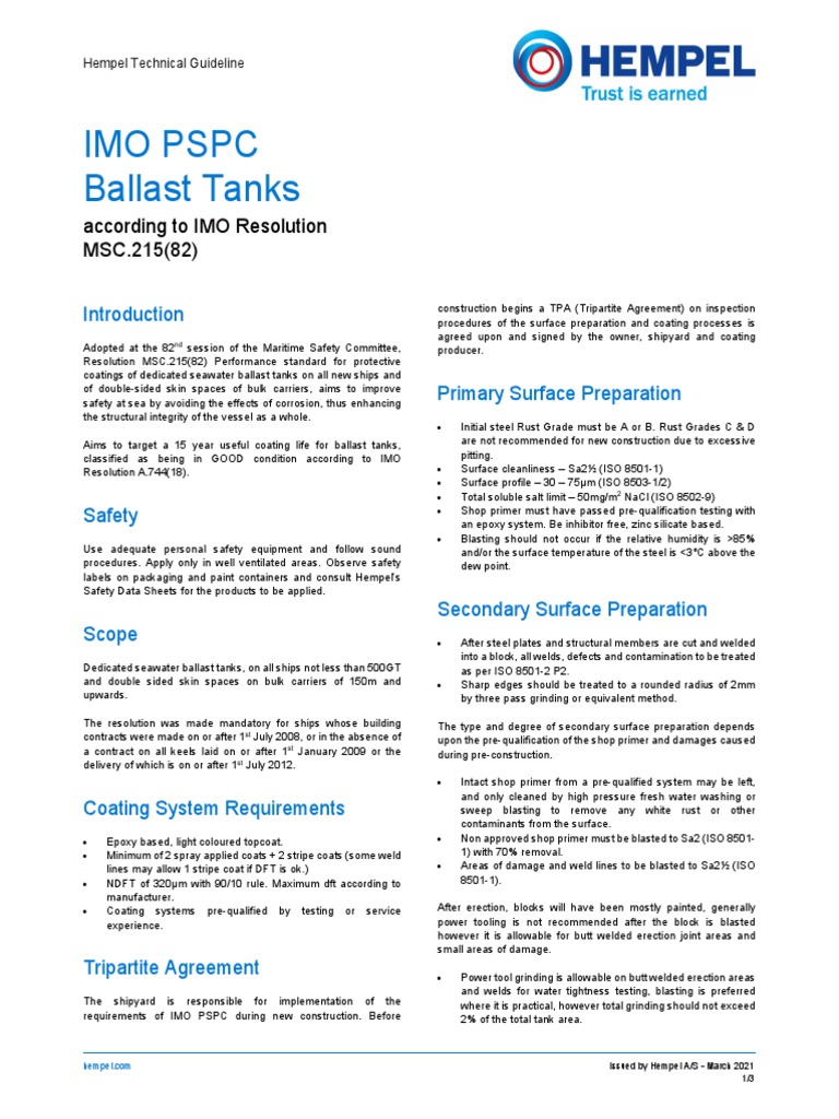 IMO PSPC Ballast Tanks | Download Free PDF | Rust | Industrial Processes IMO PSPC Ballast Tanks | Download Free PDF | Rust | Industrial Processes