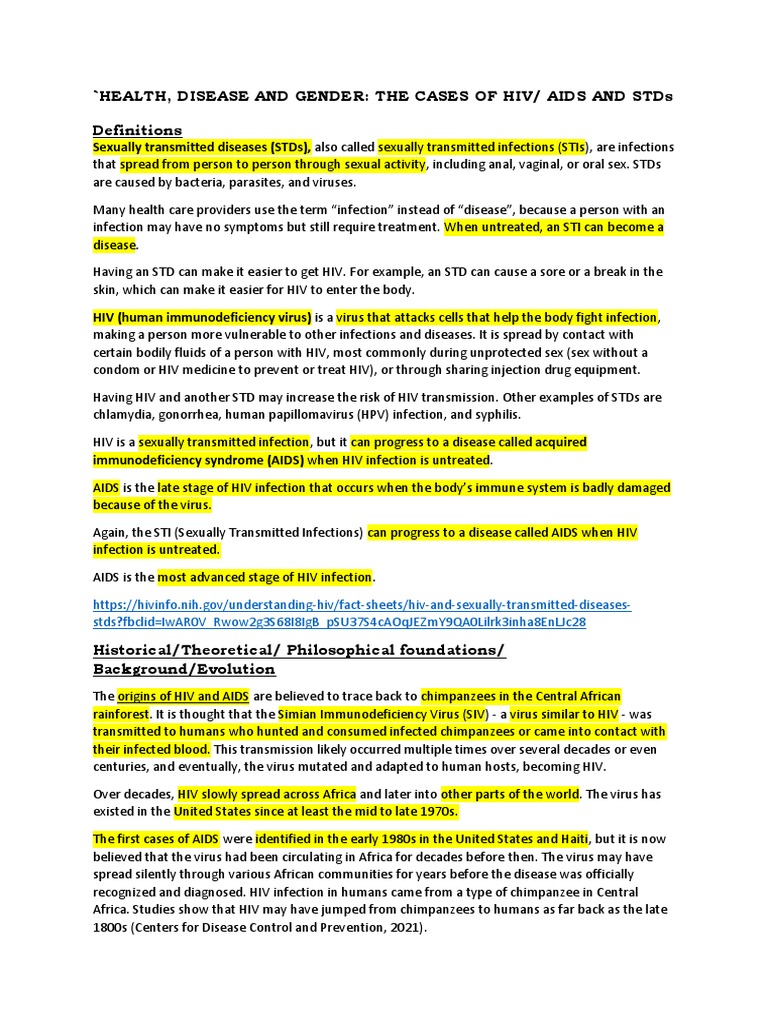 HIV/AIDS and STDs: Gender and Health | PDF | Self-Improvement | Science & Mathematics