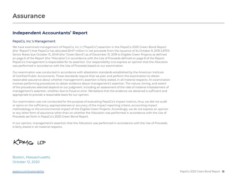 Assurance: Independent Accountants' Report | PDF