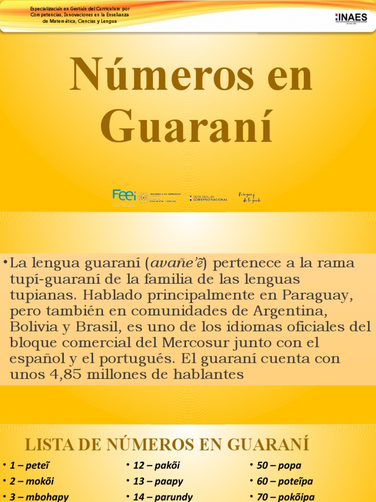 Números en Guaraní: Del 1 al 100 | PDF | Lingüística