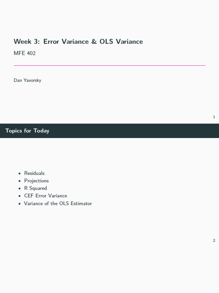 3.0 ErrorVar and OLSvar-1 | PDF | Ordinary Least Squares | Errors And Residuals