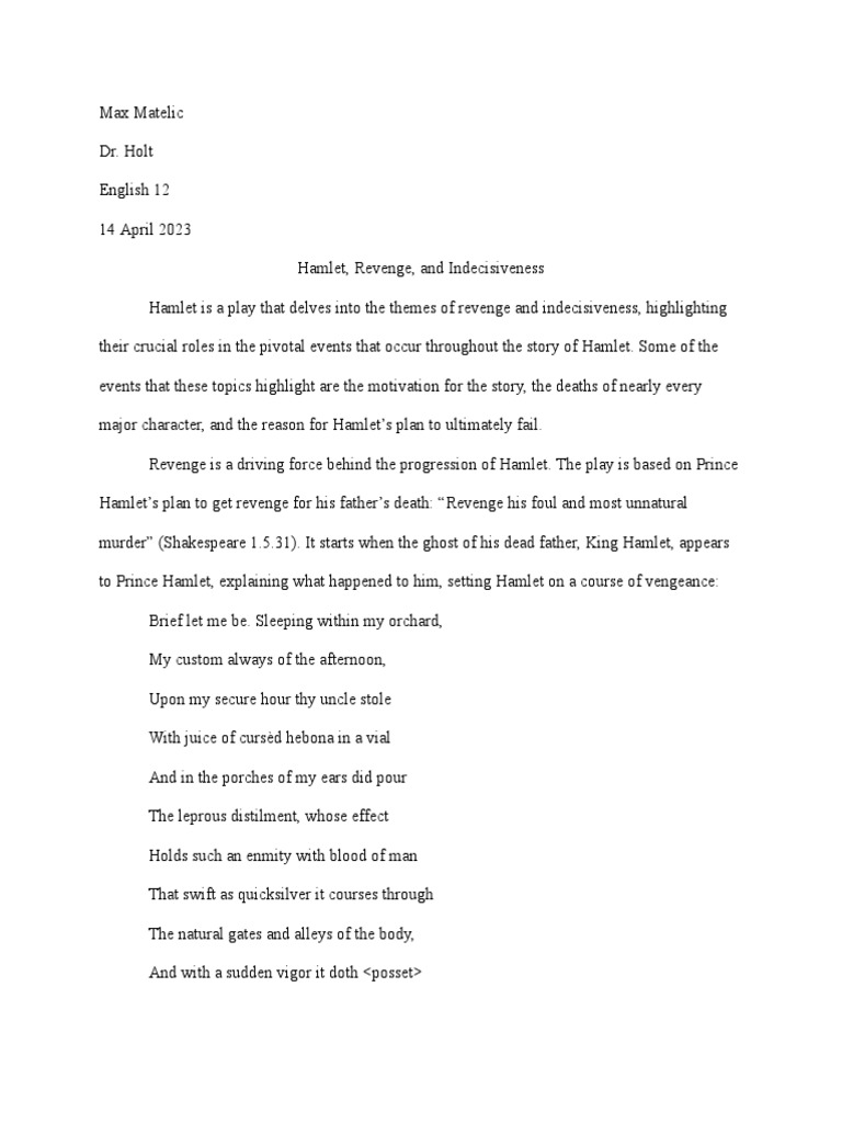 Hamlet Final Essay Document Max 1 Compressed 1 | PDF | Hamlet ...