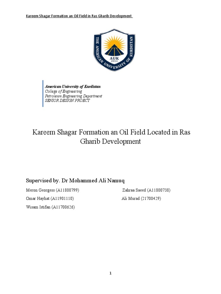 Kareem Shagar Formation An Oil Field Located in Ras Gharib Development ...