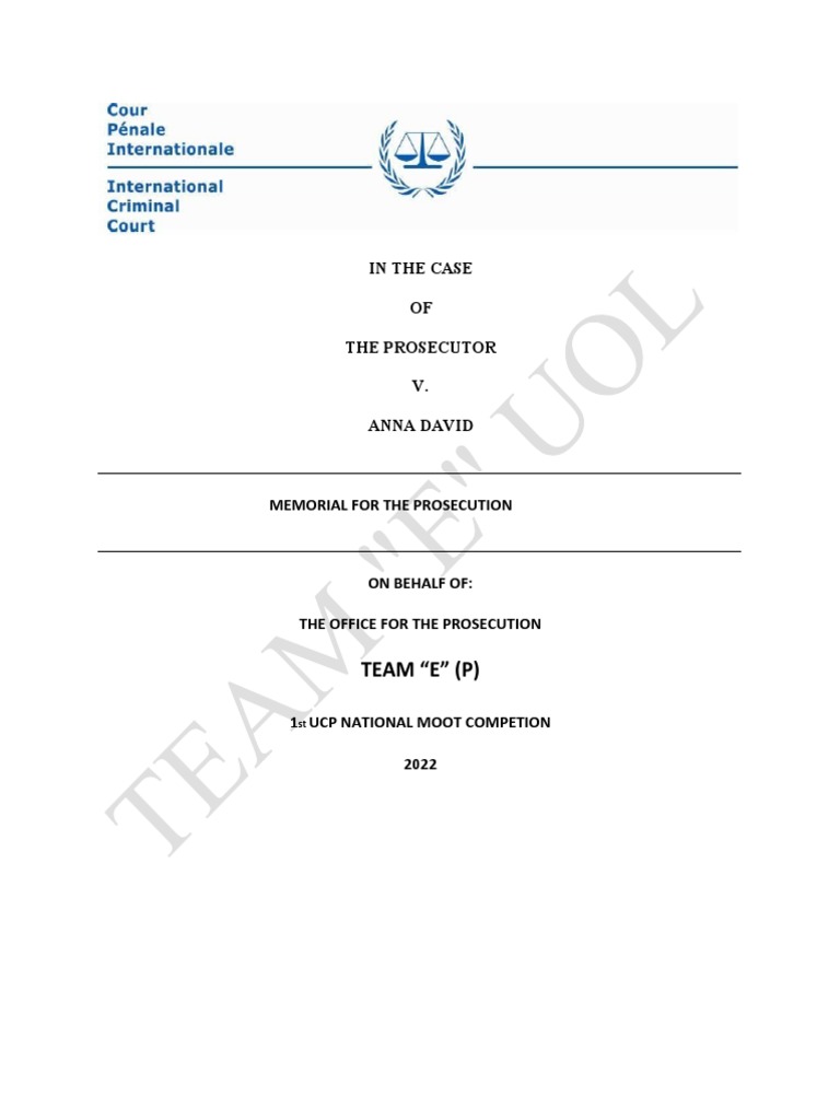 Prosecution Memorial Team E Ucp Takra | PDF | International Criminal ...