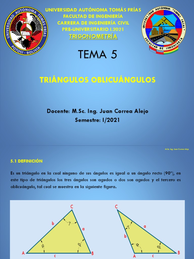 Tema 5, Triángulo Oblicuángulos | PDF | Triángulo | Geometría del plano euclidiano