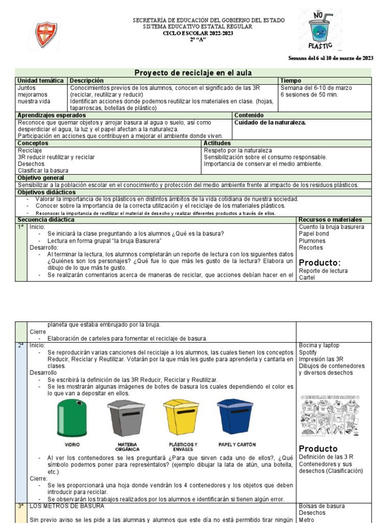 Proyecto Reciclaje | PDF | Reciclaje | Residuos