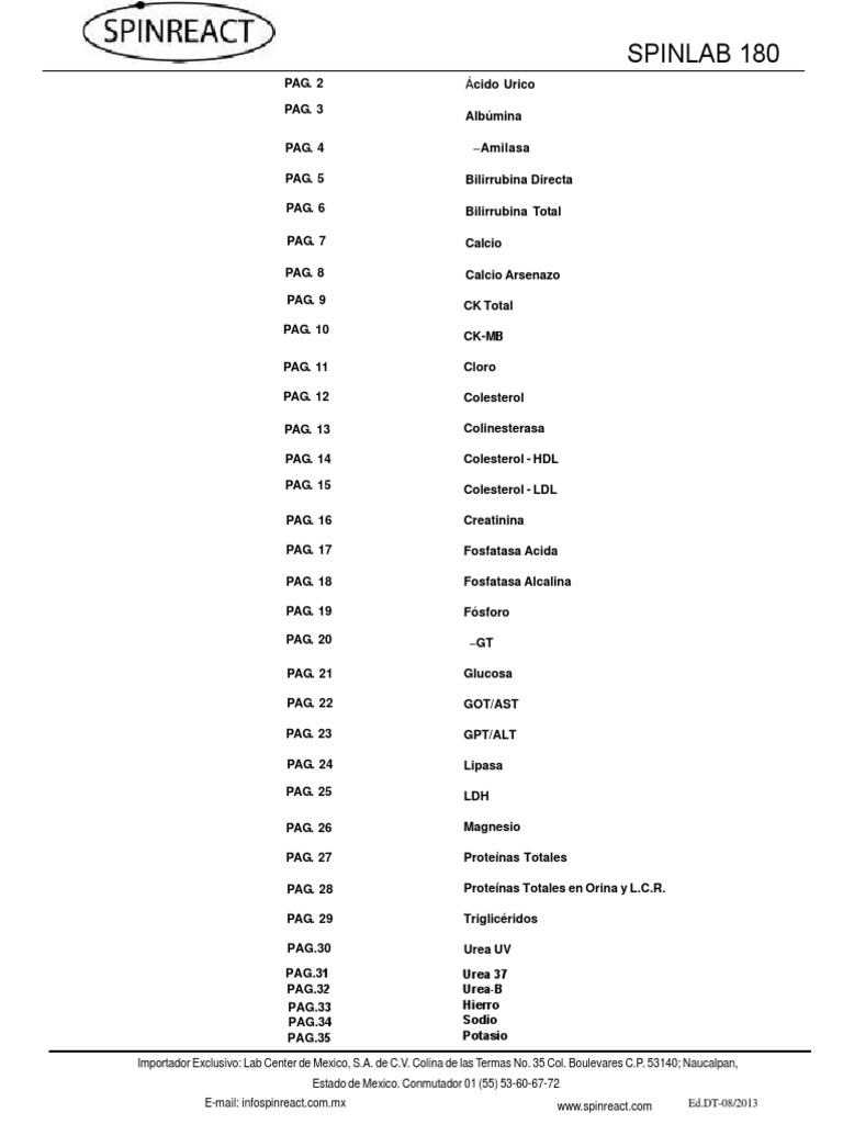 Manual de Uso del Spinlab 180 | PDF | Calibración | Química
