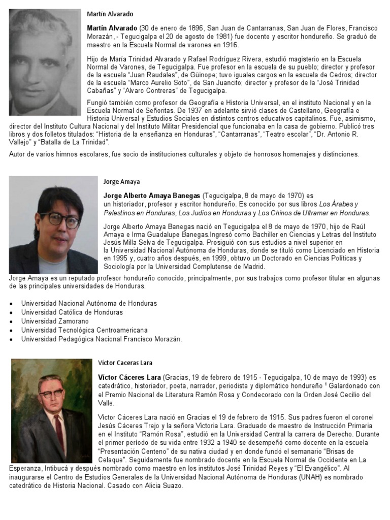 Biografia de Ensayistas Hondureños | PDF | Honduras