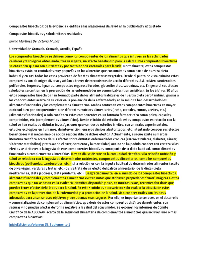 Compuestos bioactivos | PDF | Dieta | Alimentos