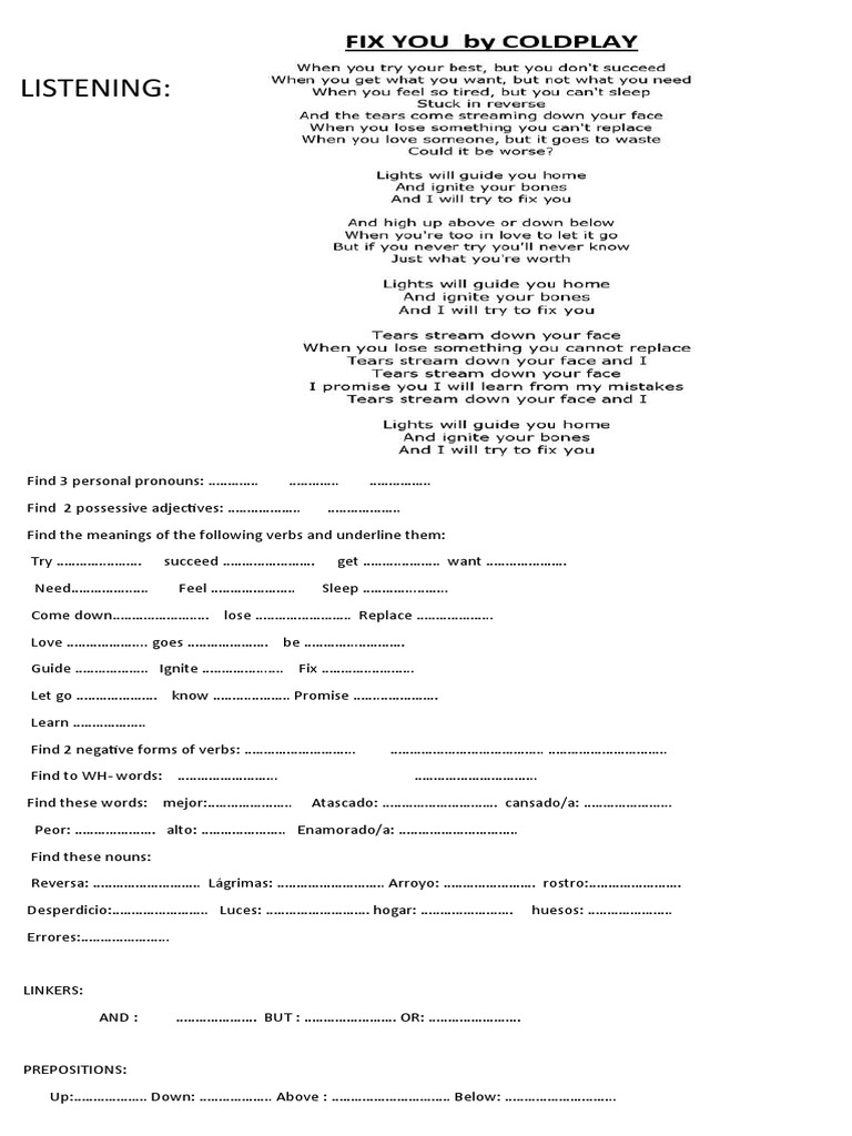 FIX YOU by COLDPLAY | PDF