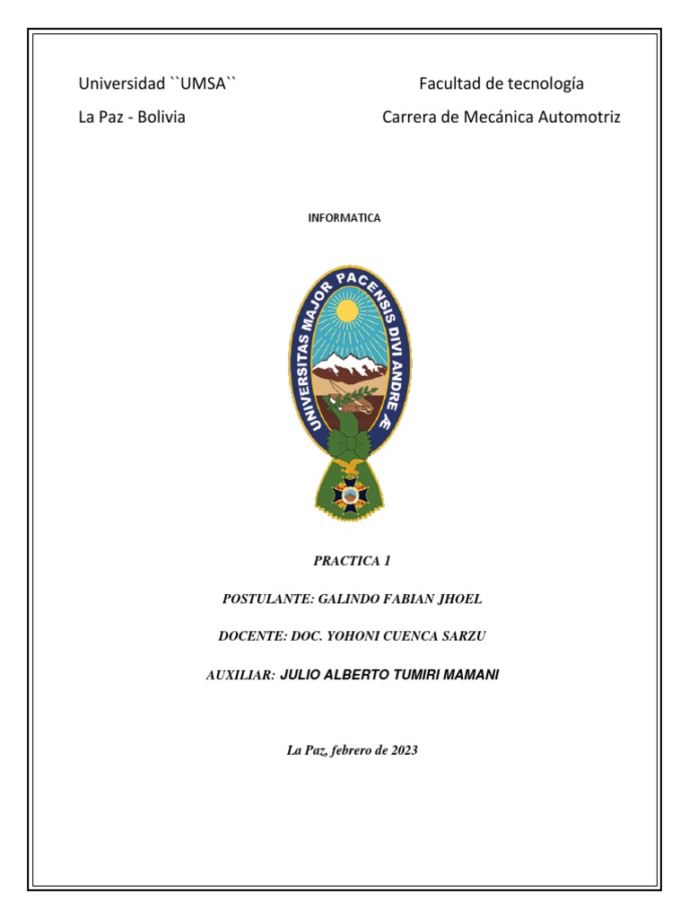 Práctica 1 Informática UMSA 2023 | PDF
