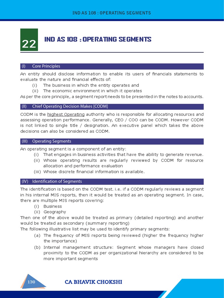 IND AS 108: Segment Reporting Overview | PDF | Expense | Revenue