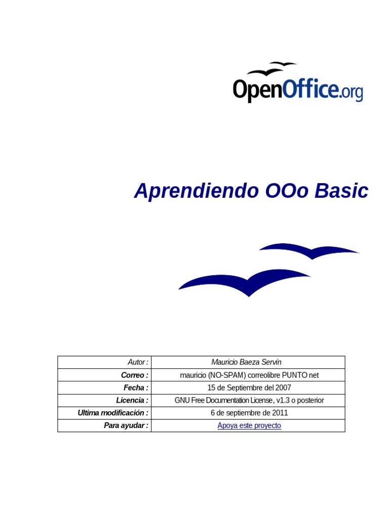 Aprendiendo Ooo Basic: Correo: Fecha: Licencia: Ultima Modificación ...