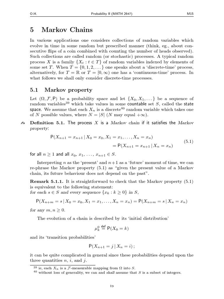 1516 Markov Chains 2 H | PDF | Stochastic Process | Markov Chain