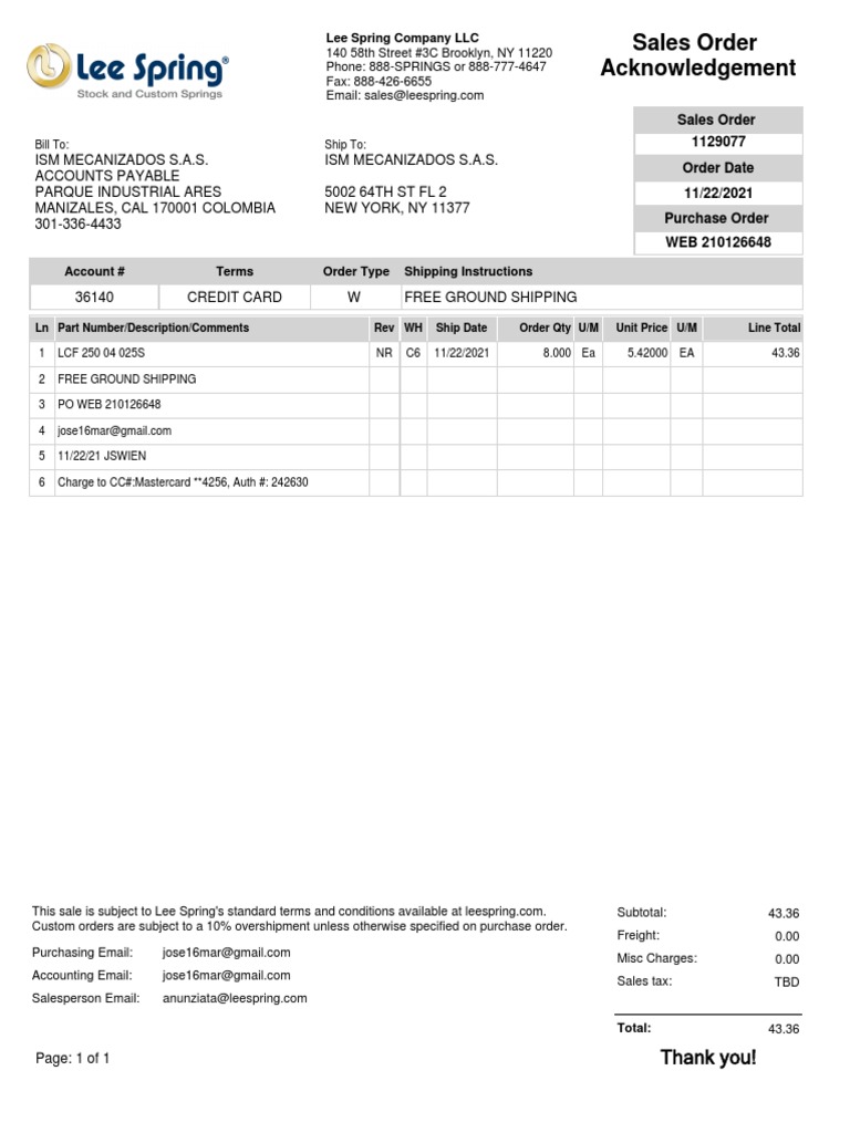 Sales Order Acknowledgement | Download Free PDF | Corporations ...