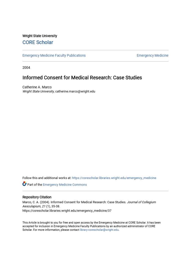 Informed Consent For Medical Research - Case Studies | PDF | Informed ...