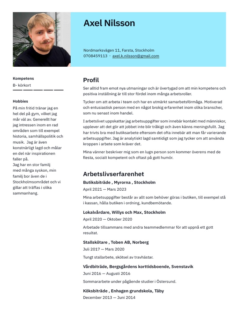 Axel Nilsson CV | PDF