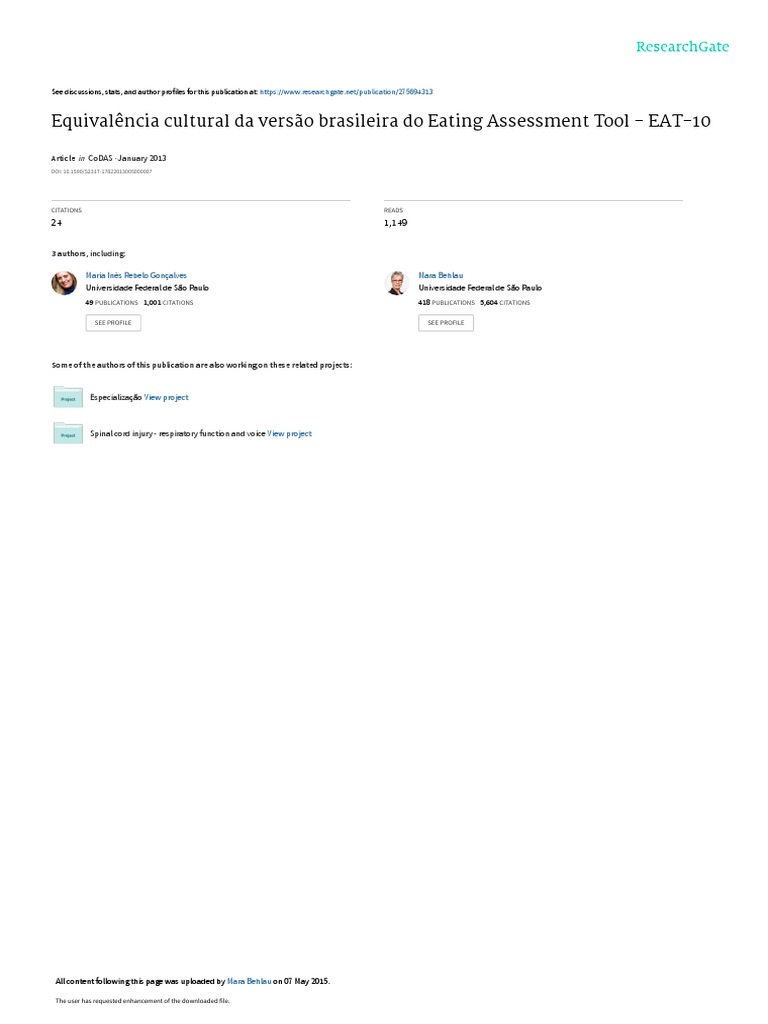 Equivalência cultural da versão brasileira do Eating Assessment Tool ...