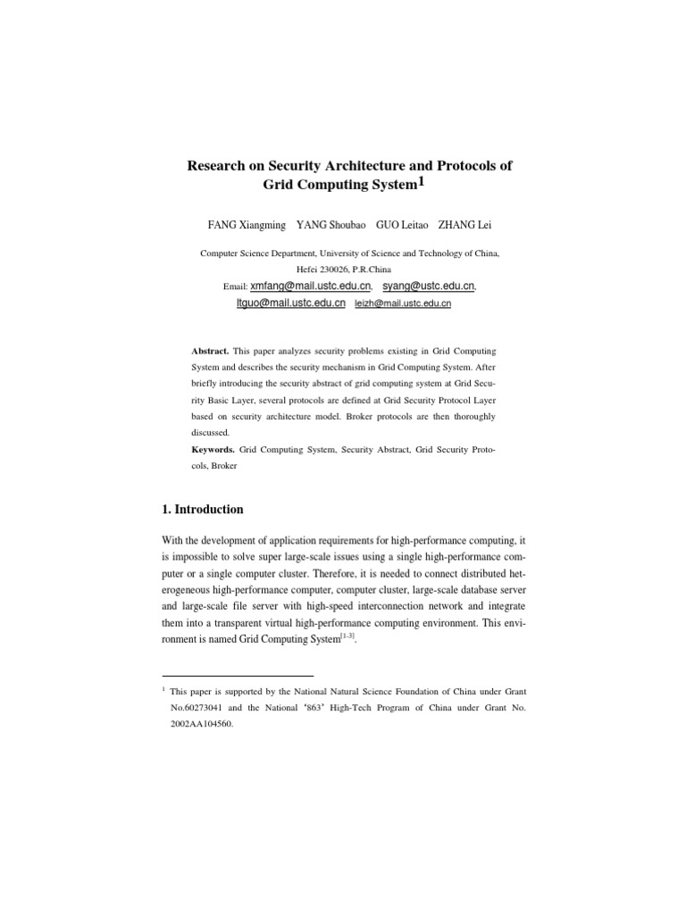 289-Research On Security Architecture and Protocols of Grid Computing System | PDF | Grid ...